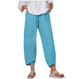 Generic Jogginghose Damen Gro&szlig;e Gr&ouml;&szlig;en 54 52 58 50 48/50 XXXL 56 4XL Haremshose Leinenhose Stoffhose Freizeithose Sommerhose Pumphose Wei&szlig;e Sommer Lang Leicht
