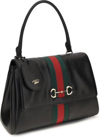 Gucci Womens Medium Paparazzo Handbag Black-Black-Vrv Calf Leather Bos Taurus Handbags Black/black/vrv Hand Bags