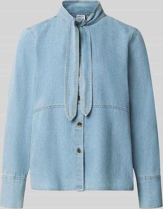 Emily van den Bergh Regular Fit Hemdbluse aus reiner Baumwolle in Denim-Optik