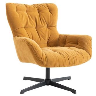 Vente-Unique Fauteuil pivotant en tissu jaune OPHELIE