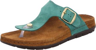 Rohde Damen Zehentrenner Pantolette Leder Rodigo-D 5860, Gr&ouml;&szlig;e:41 EU, Farbe:T&uuml;rkis