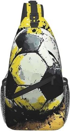 Generic Sac &agrave; dos &agrave; bandouli&egrave;re pour homme Motif football Noir/jaune