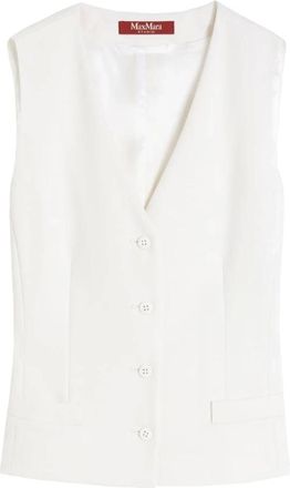 Max Mara Femme, Vestes, Blanc, Taille: 36 FR Wool Crepe Gilet
