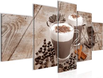 Runa Art Wandbilder Küche Kaffee 5 Teilig Bild auf Vlies Leinwand Deko Esszimmer Küchenbilder Küchenbilder Beige Braun 014552b