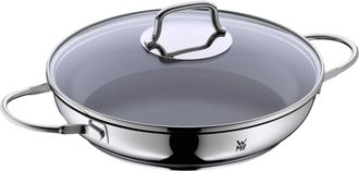 WMF Devil Servier-Schmorpfanne Induktion 26 cm mit Glasdeckel, Ofenfeste Pfanne, Servierpfanne, Cromargan Edelstahl beschichtet, Keramikbeschichtung, back