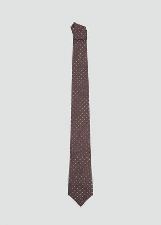 Mango Cravate en soie et coton &agrave; pois chocolat - Homme - Taille unique - MANGO MAN