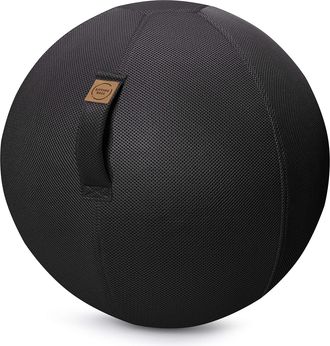 Sitting Ball MESH Sitzball mit Netzstoff, ergonomisch Sitzen im Büro & Zuhause, 65 cm Ø, Gymnastikball, Fitnessball mit Tragegriff, 30°C waschbar, schwarz