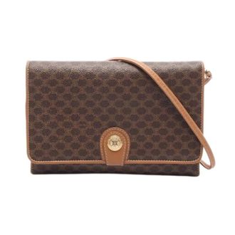 Celine Pre-owned Sac bandouli&egrave;re Macadam en toile enduite PVC et cuir - Femme - Pre-owned - Brun - Taille: ONE Size