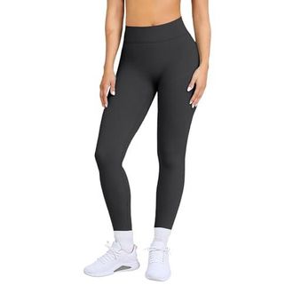 Generic Legging en tricot pour femme avec taille, respirant, pour les activit&eacute;s de plein air comme la course, le fitness et le yoga, gris fonc&eacute;, XXL