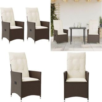 vidaXL Gartensessel mit Kissen 2 Stk. Verstellbar Braun Poly Rattan - Gartenstuhl - Lounge Chair - Liegesessel - Rattan Sessel - Gartenm&ouml;bel - Home & Living