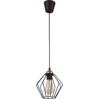 Licht-Erlebnisse Licht-erlebnisse - Lampe &agrave; suspendre m&eacute;tal E27 fil &eacute;cran g&eacute;om&eacute;trique noir Lampe &agrave; suspendre