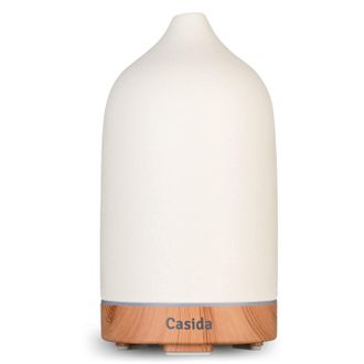 Casida Moderner Keramik Aroma Diffuser - Aromadiffuser für ätherische Öle mit LED Licht 3-in-1: Ultraschall Diffusor, Luftbefeuchter und Nachtlicht - 100 ml 