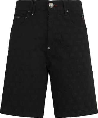 Philipp Plein Homme, Shorts, Noir, Taille: W29 Formentera Fit Shorts Embroidery Monogram