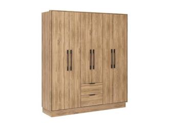 Vente-Unique Armoire 6 Portes et 2 tiroirs - L162 cm - Coloris : Naturel - FEOVA