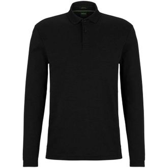 HUGO BOSS Pirol Poloshirt f&uuml;r Herren, Lang&auml;rmlig (Schwarz)