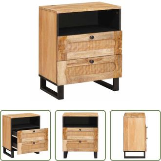 vidaXL Nachttisch aus Mango Holz - Nachttisch Natur 50 x 33 x 62 cm Massivholz Mango