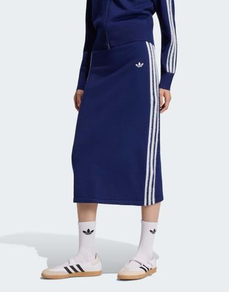 adidas Originals Strickrock in Dunkelblau / Wei&szlig;