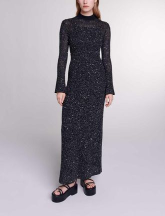 Maje Langes Strickkleid - Schwarz - Gr&ouml;&szlig;e 32 - Maje