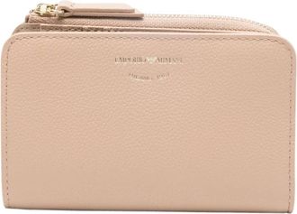 Emporio Armani Femme, Accessoires, Beige, Taille: ONE Size Portefeuille bi-fold en cuir foulonn&eacute;