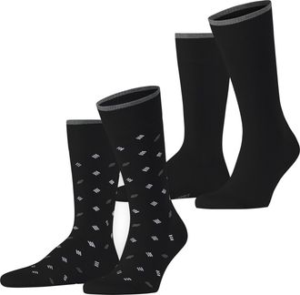 Esprit Herren Socken Monogramm Multipack M So Baumwolle gemustert 2 Paar, Schwarz Black 3000, 43-46