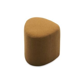 Sweeek Tabouret. Pouf en Forme de Galet en Tissu Moutarde. TAO L 60 x P 44 x H 40cm