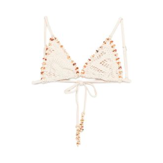 PatBo Beaded Triangle Bikini Top - - Swimwear - Damen - Beige - XS