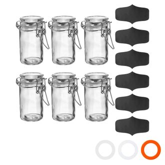 Argon Tableware Glaspeichergl&auml;ser Mit Etiketten - 70ml - Klar Seal - Pack Von 6