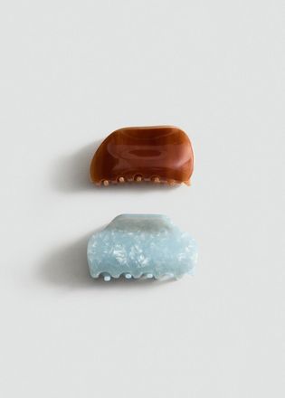 Mango Lot de pinces &agrave; cheveux effet nacr&eacute; bleu ciel - Femme - Taille unique - MANGO