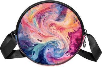 Generic Sac &agrave; bandouli&egrave;re Circle pour femme, petit sac &agrave; bandouli&egrave;re fluide avec fermeture &eacute;clair, bretelles r&eacute;glables, sac &agrave; main rond d&eacute;contract&eacute; pour femme