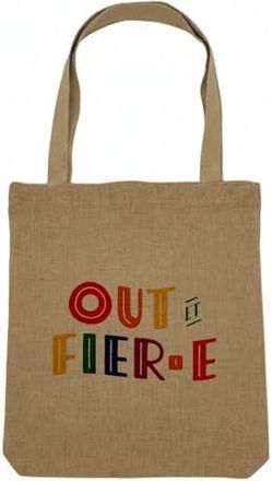 Fabulous Sac Shopping Tote Bag Aspect Lin - Out et Fier-e LGBTQ+ Gay Lesbien Pride Arc en Ciel - Sac de Courses Toile Epaisse 360g Beige Naturel Cabas Port&eacute; Ep