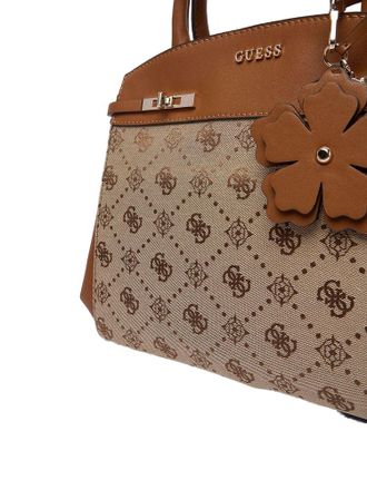 Guess Womens Satchel Bag Latte Logo Polyester - Satchel-Bags
