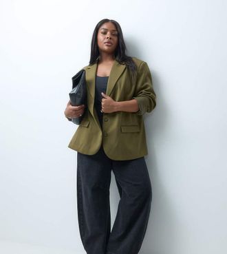 Asos Curve blazer oversize tailleur couleur olive-Vert