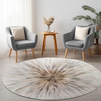 Generic Gris Tapis Rond Minimalist - 160 cm Lavable Doux et antid&eacute;rapant Tapis, Doubler Impression pour Chambre &agrave; Coucher Salon Vestibule entr&eacute;e Chambre denfa