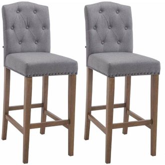Clp Ensemble de 2 tabourets hauts avec structure en bois et si&egrave;ge de tissu diff&eacute;rentes couleurs colore : Gris clair