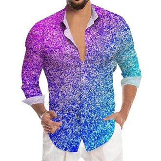 Generic Chemise de f&ecirc;te &agrave; paillettes &agrave; manches longues d&eacute;contract&eacute;e avec boutonni&egrave;re pour f&ecirc;te de festival, lilas, XL