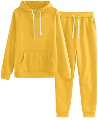 Generic Surv&ecirc;tement pour femme - 2 pi&egrave;ces - Ensemble de sport 2 pi&egrave;ces - Sweat &agrave; capuche et pantalon de jogging - Tenue de sport - Streetwear - Lounge - Pour 