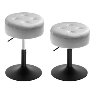 Woltu Schminktisch Stuhl 2er Set, Sitzhocker mit Stauraum, Hocker H&ouml;henverstellbar aus Bequemem Samt, 360&deg; drehbar, F&uuml;r Schlafzimmer, Wohnzimmer, Esszimmer,