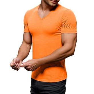 Generic T-shirt pour homme avec col en V, d&eacute;contract&eacute;, confortable, respirant, doux, t-shirt basique pour la vie quotidienne, la maison, lext&eacute;rieur, la randon