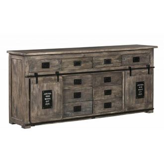 Massivmoebel24 Sideboard Mango 200x45x90 grau lackiert railway 222