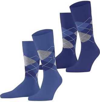 Burlington Everyday Argyle M So coton fantaisie 2 paires, Chaussettes Homme, Bleu Cornflower Blue 6337, 40-46