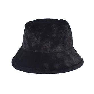 Generic Chapeau cloche dhiver pour femme, chapeau de p&ecirc;cheur chaud en fausse fourrure de couleur unie, bonnet de p&ecirc;cheur en peluche douce et confortable pour 