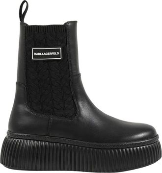 Karl Lagerfeld Femme, Chaussures, Noir, Taille: 41 EU Kreeper Lo Kable Knit Boot