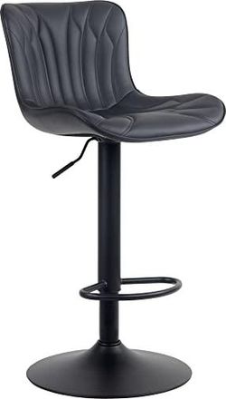 Clp Tabouret De Bar Linus en Similicuir Tissu Velours I Chaise Haute De Bistrot R&eacute;glable Pivotant I avec Pied en M&eacute;tal Repose-Pieds, Couleur:Noir, Mat&eacute;rie