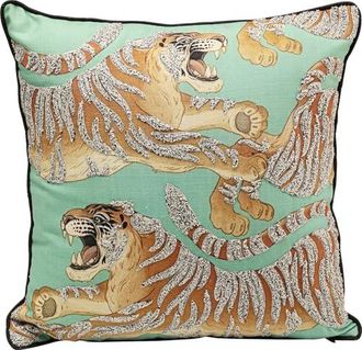 Kare Design Design Kissen Tiger Love Mint, Mehrfarbig, Zierkissen mit Füllung, Dekokissen mit Reißverschluss, Sofakissen, 45x45cm (L/B)