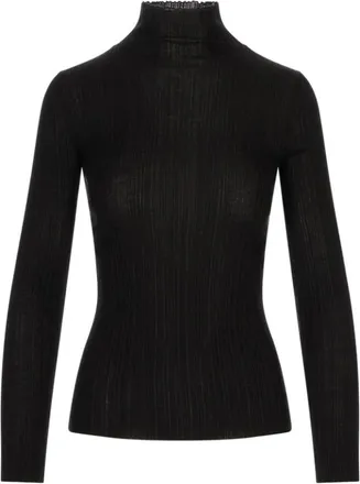 Agnona Femme, Pulls, Noir, Taille: 36 FR Pull &agrave; col roul&eacute; c&ocirc;tel&eacute;