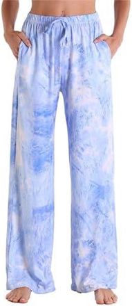 Generic Bas de Pyjama Femme Long Pantalon de Pyjama à Carreaux Pantalon de Nuit Confortable Pantalon de Loisirs avec Taille élastique Ample Pas Cher Nightwear