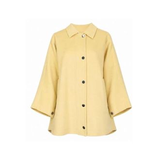 Pinko Oversized Kragen Knopfleisten-Jacke - - Jackets - Damen - Gelb - M