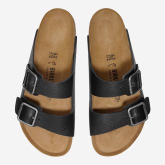 Birkenstock Unisex Sandals Arizona Black Leather Slippers Flat Shoes