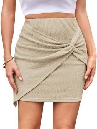 Kate Kasin Femme Jupe Moulante Taille Haute Nouée sur Le Devant Stretch