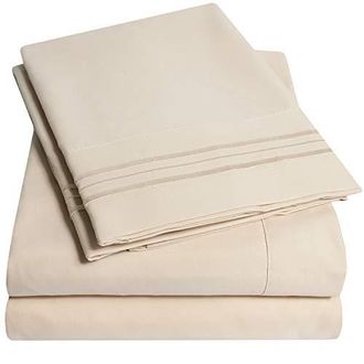 Sweet Home Collection 1500 Supreme Collection Queen Bettwäsche-Sets Beige Creme - Luxus-Hotel-Bettlaken und Kissenbezug-Set für Queen-Size-Matratze - extra weiche, elastisc
